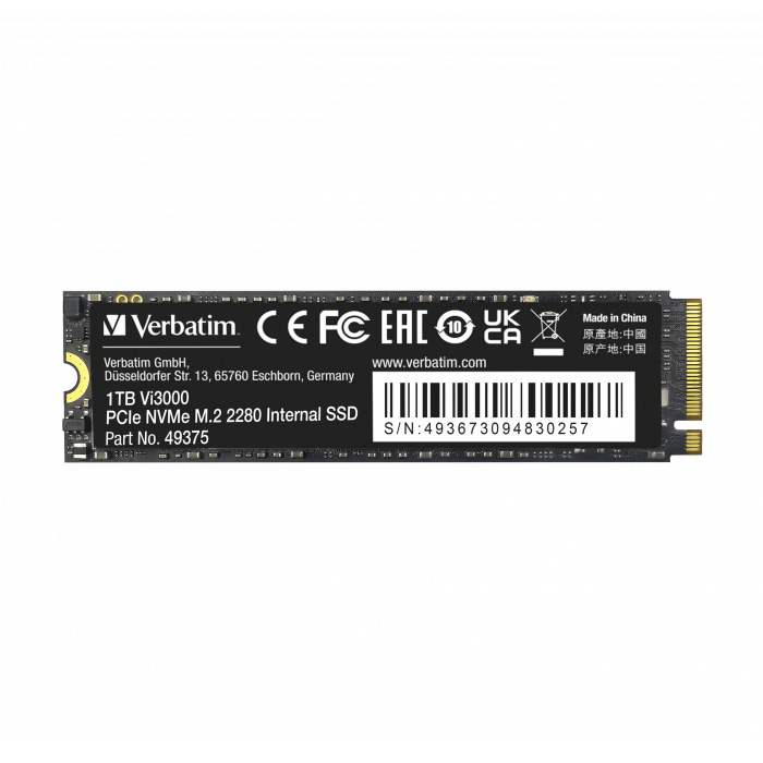 Verbatim Vi3000 M.2 PCIe NVMe Solid State Drive - 1TB | 49375 | Telfords